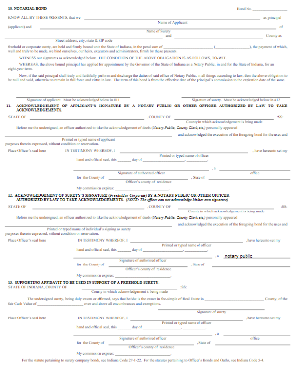 Indiana Notary Public Bond: A Comprehensive Guide