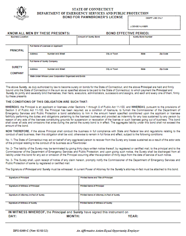 Connecticut Pawnbroker Bond: A Comprehensive Guide