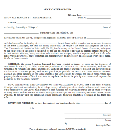 Flint Auctioneer Bond: A Comprehensive Guide