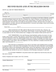 Kansas City Secondhand Dealer Bond: A Comprehensive Guide