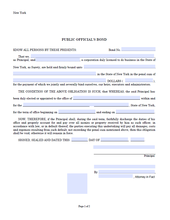 New York Public Official Bond: A Comprehensive Guide