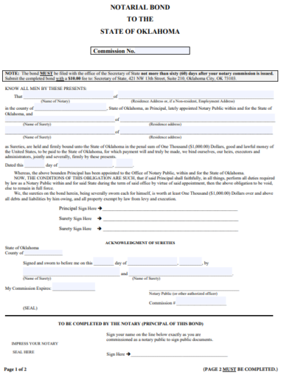 Oklahoma Notary Public Bond: A Comprehensive Guide
