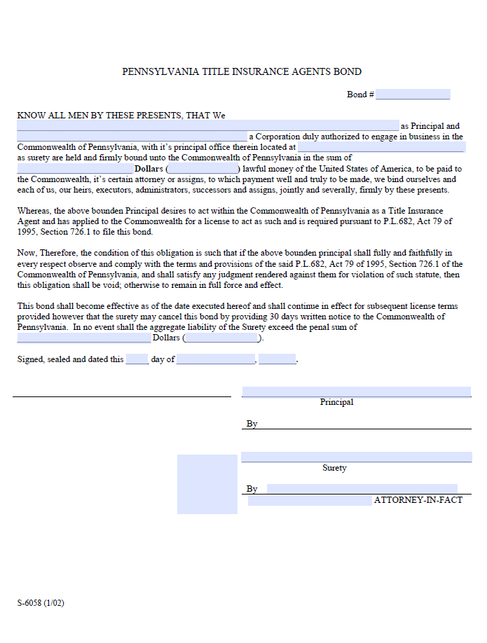 Pennsylvania Title Insurance Agent Bond: A Comprehensive Guide