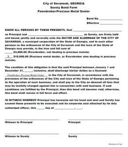 Savannah Precious Metal Dealer Bond: A Comprehensive Guide