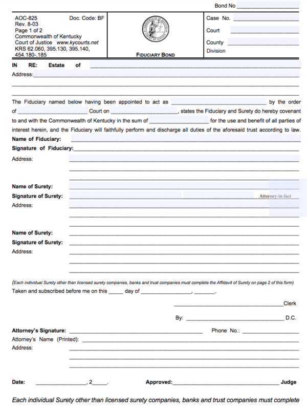 Kentucky Personal Representative Bond: A Comprehensive Guide