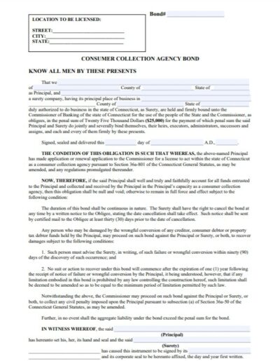 Connecticut Consumer Collection Agency Bond: A Comprehensive Guide
