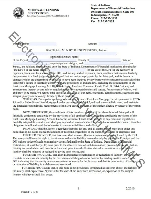 Indiana Mortgage Lender Bond: A Comprehensive Guide