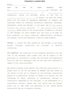 Tennessee Contractor License Bond: A Comprehensive Guide