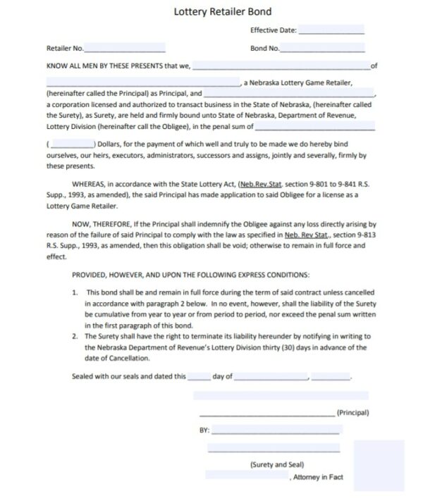 Nebraska Lottery Retailer Bond: A Comprehensive Guide