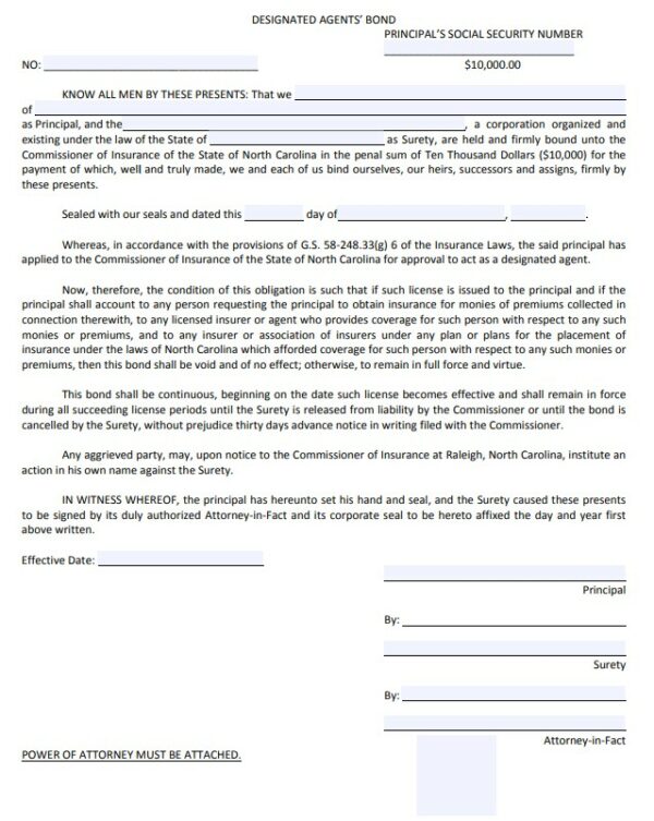 North Carolina Designated Agent Bond: A Comprehensive Guide