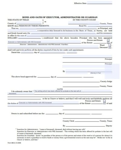 Texas Personal Representative Bond: A Comprehensive Guide