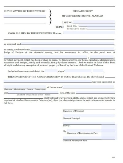 Alabama Personal Representative Bond: A Comprehensive Guide