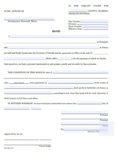 Florida Personal Representative Bond: A Comprehensive Guide