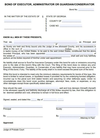 Georgia Personal Representative Bond: A Comprehensive Guide