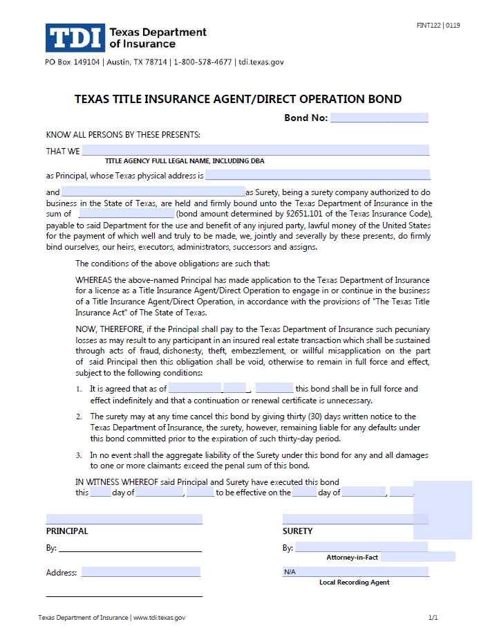 Texas Title Insurance Agent Bond: A Comprehensive Guide