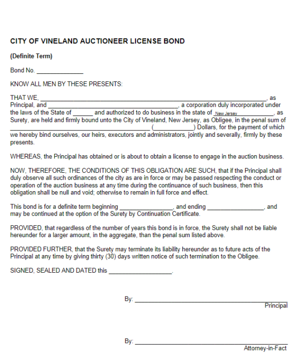 Vineland Auctioneer Bond: A Comprehensive Guide